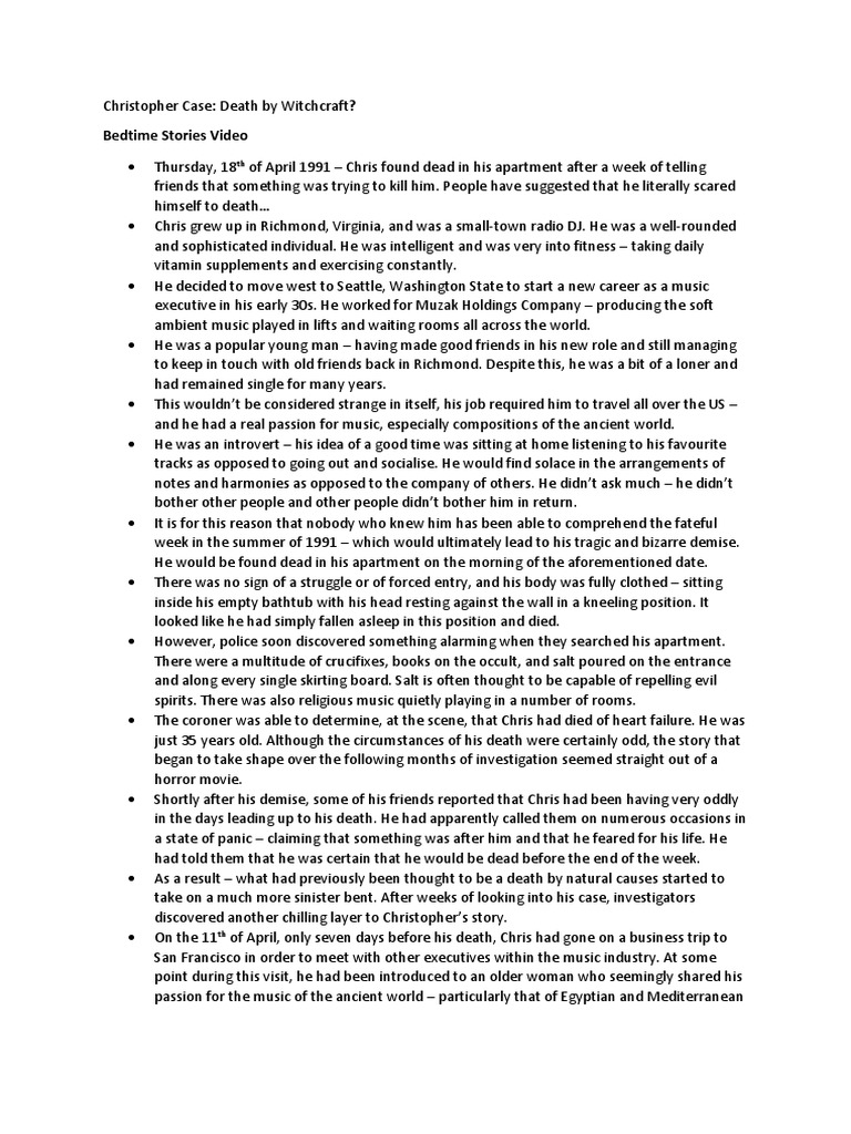 Christopher Case - A Summary | PDF | Death