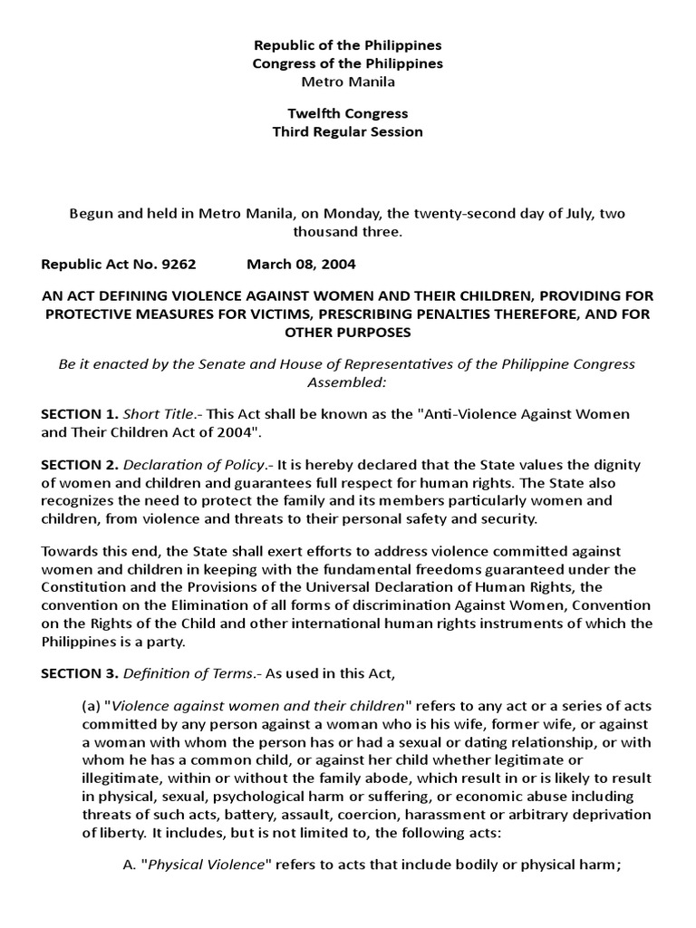 Ra 9262 Vawc | PDF | Restraining Order | Domestic Violence