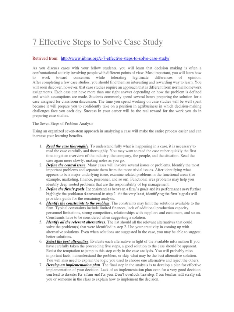 7 Effective Steps To Solve Case Study | PDF | Homework | Decision Making