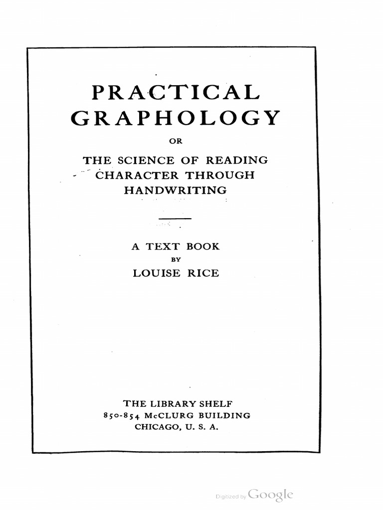 1910 Rice Practical Graphology PDF | PDF | Graphology | Psychology