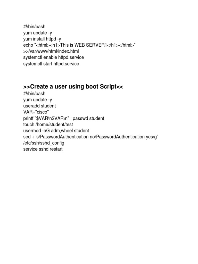 Create A User Using Boot Script | PDF