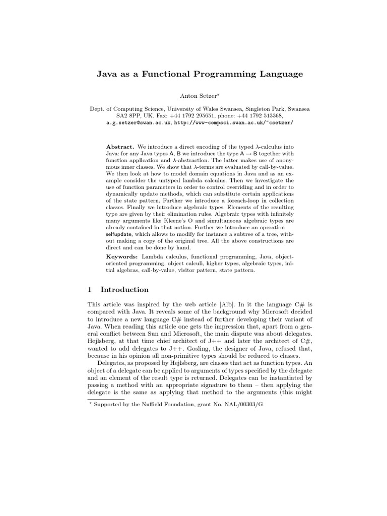 Java As A Functional Programming Language | PDF | Method (Computer ...