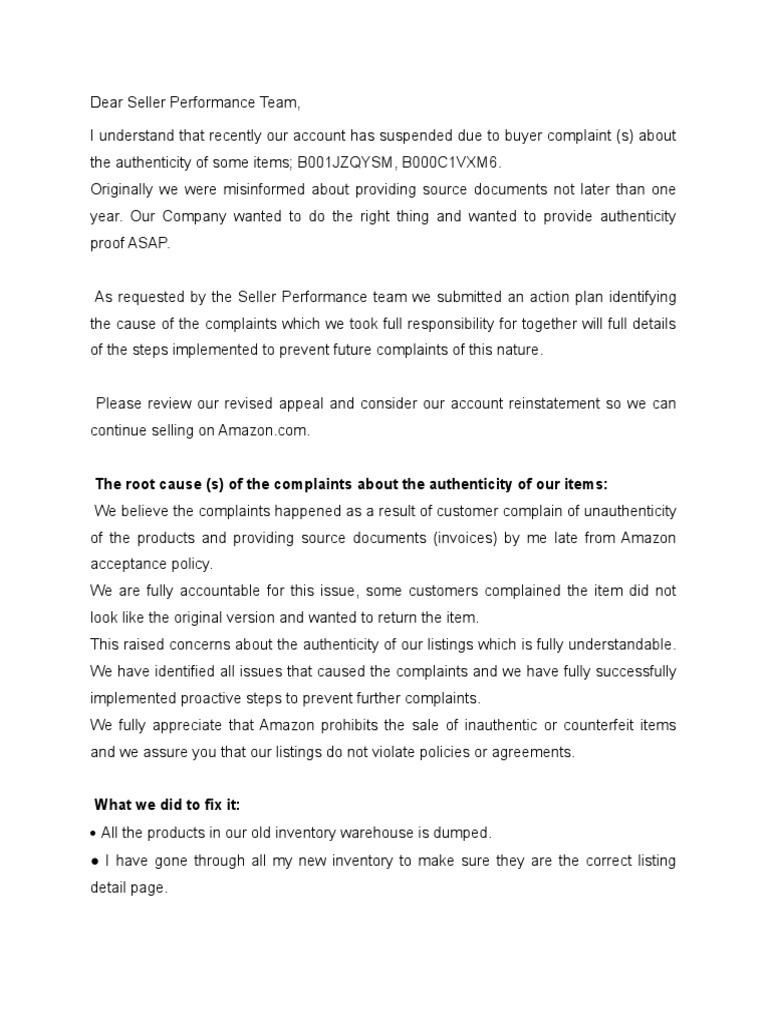 Dear Seller Performance Team | PDF | Supply Chain | Authentication
