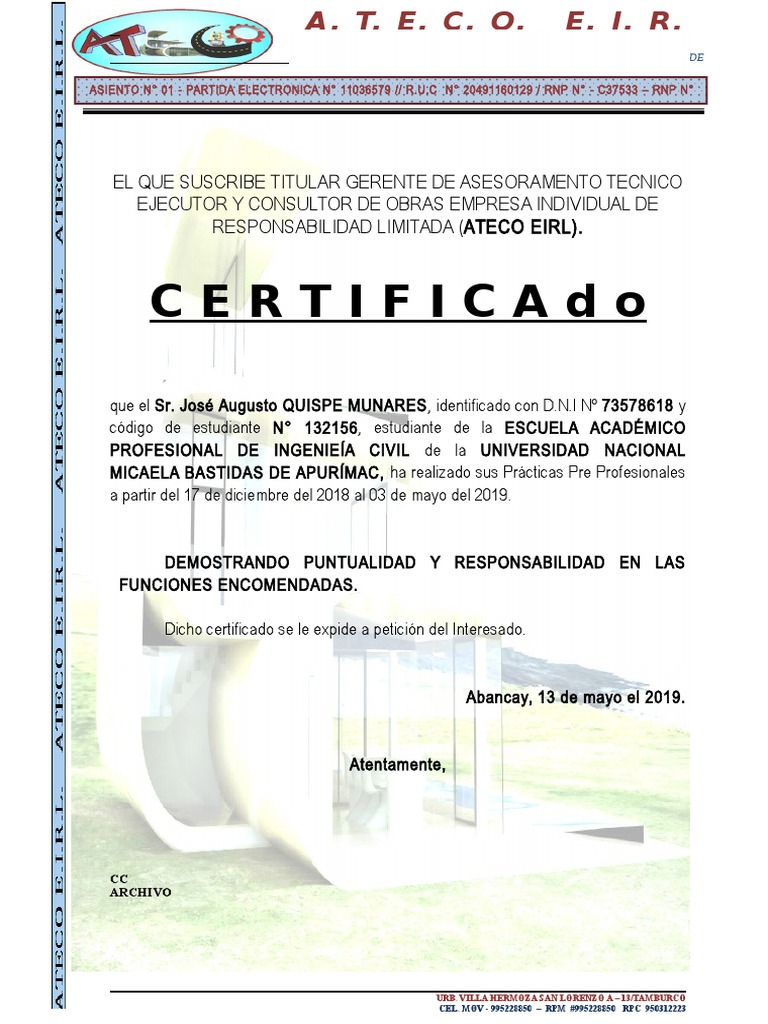 Certificado Ateco | PDF