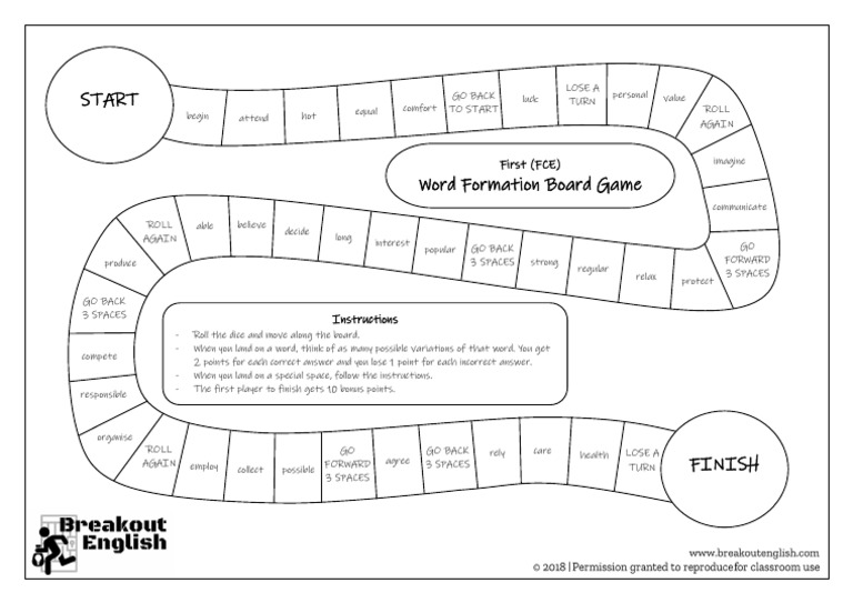 Word Formation Board Game Instructions | PDF | Gaming | Leisure
