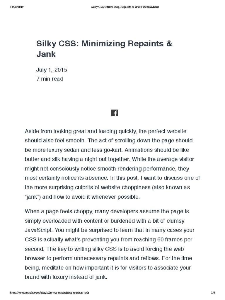 Silky CSS: Minimizing Repaints & Jank | PDF | Cascading Style Sheets | World Wide Web