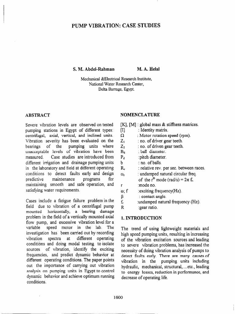 Pump Vibration-Case Studies | PDF | Bearing (Mechanical) | Pump
