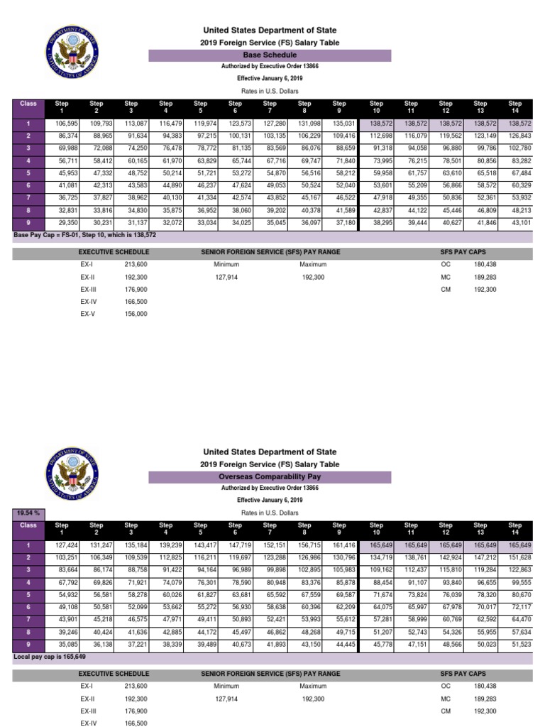 2019 Foreign Service Salary Table | PDF | Government Institutions ...