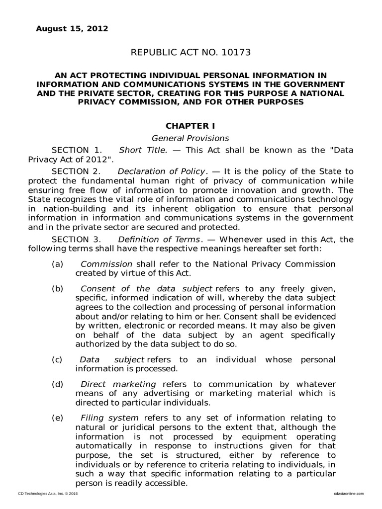 85287-2012-Data Privacy Act of 2012 PDF | PDF | Personally Identifiable ...