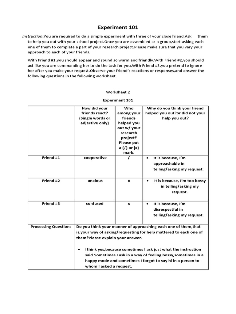 Experiment 101: Instruction:You Are Required To Do A Simple Experiment ...