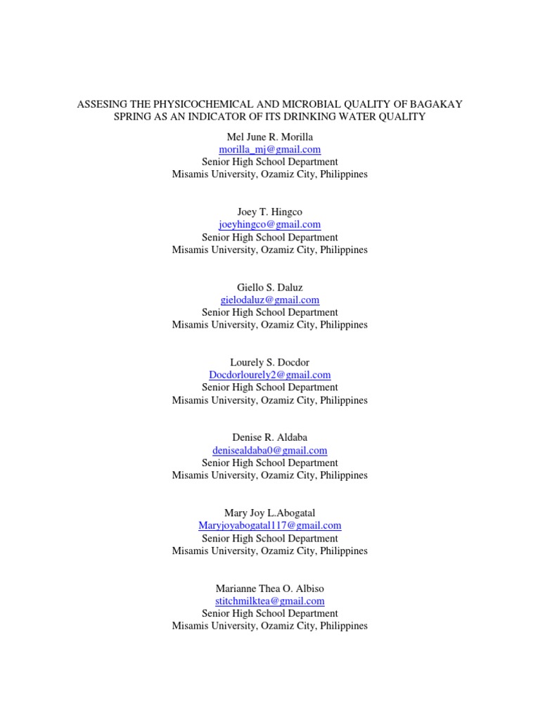 Proposal | PDF | Drinking Water | Water Quality