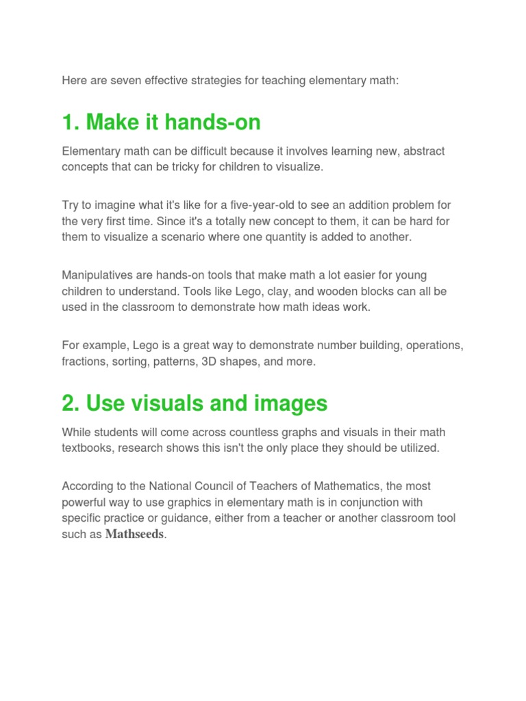 Here Are Seven Effective Strategies For Teaching Elementary Math | PDF ...