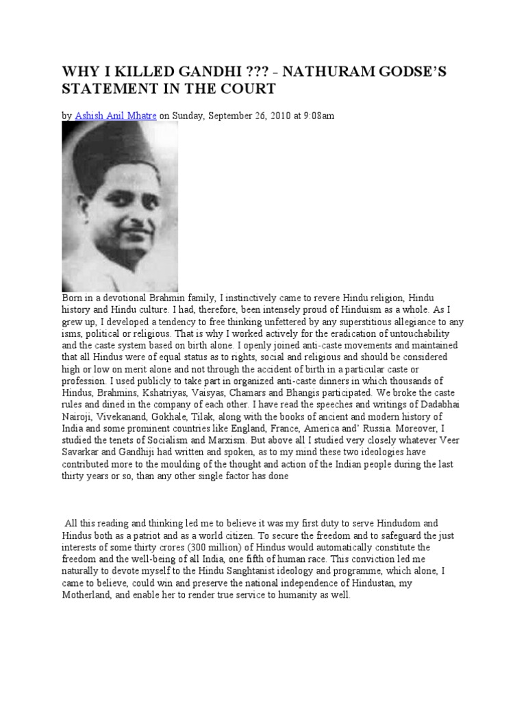 Nathuram Godse Last Speech