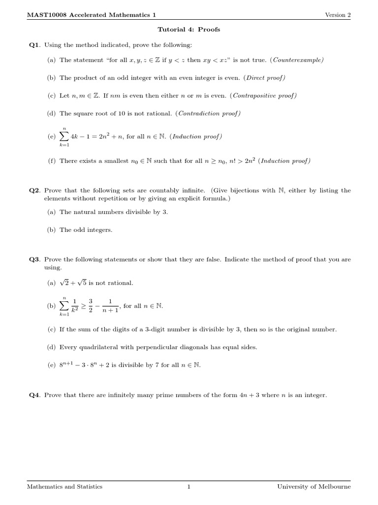 MAST10008 Accelerated Mathematics 1 | PDF