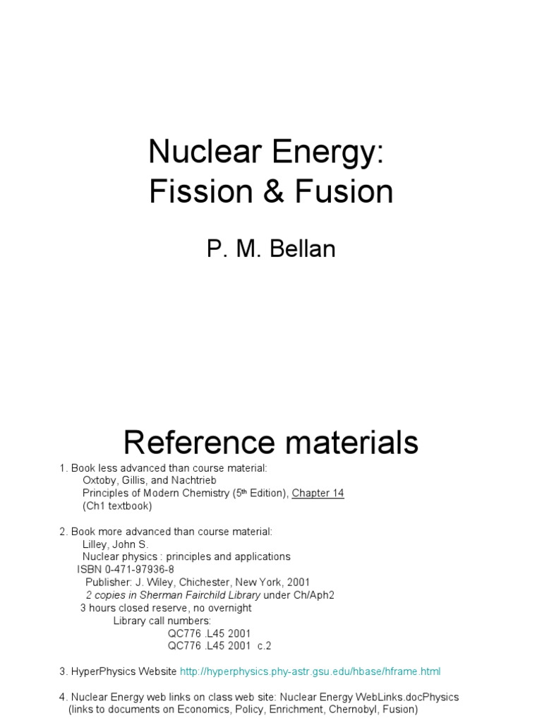 Nuclear Energy: Fission & Fusion: P. M. Bellan | PDF | Atomic Nucleus ...
