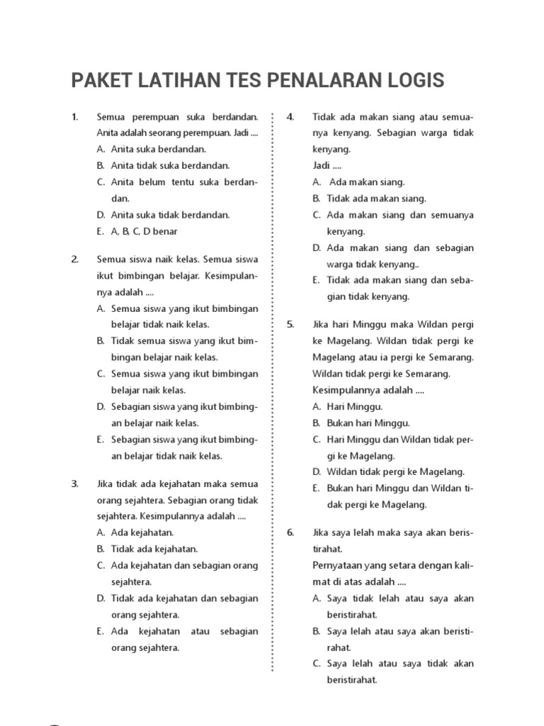 Paket Latihan Soal Tes Penalaran Logis Dan Analitis | PDF