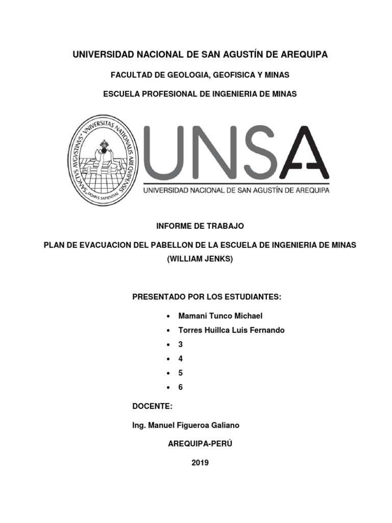 Informe Plano de Evacuacion Pabellon Minas Unsa | PDF | Protección contra incendios | Color