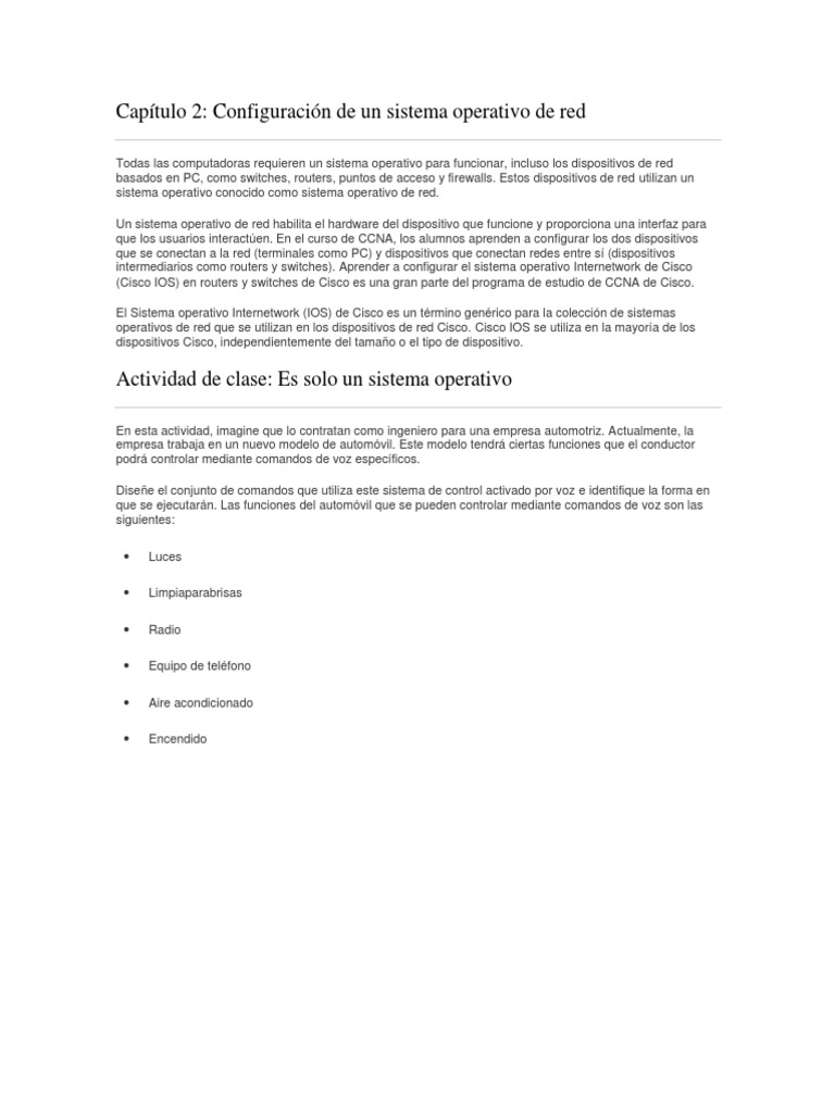 Capítulo 2 Configuración de Un Sistema Operativo de Red | PDF | Interfaz de línea de comando ...