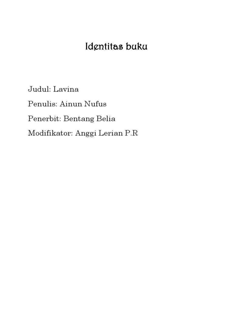 Identitas Buku-Modifikasi Novel | PDF