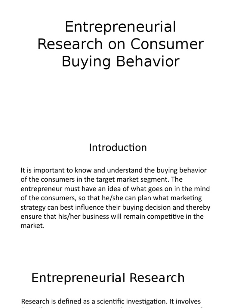Entrepreneurial Research On Consumer Buying Behavior | PDF | Sampling (Statistics) | Survey ...