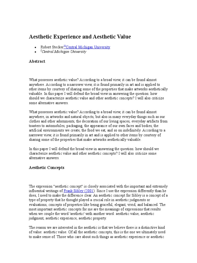 Understanding Aesthetic Value | PDF | Aesthetics | Property