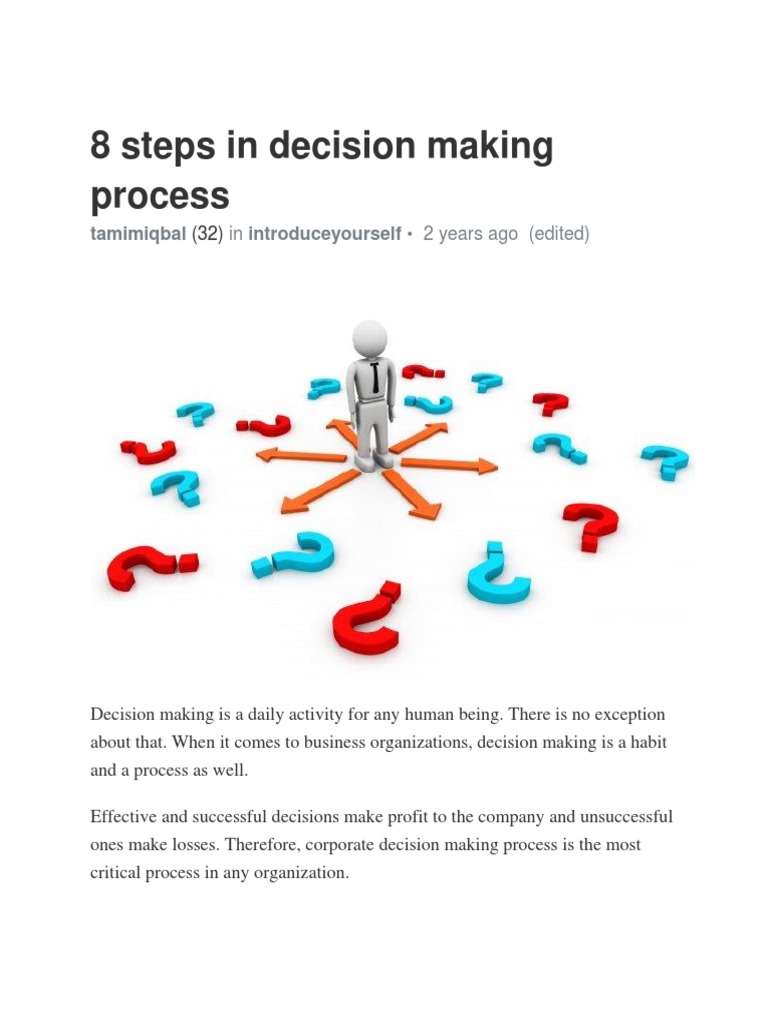 8 Steps in Decision Making Process - Docx 1 | PDF | Causality ...
