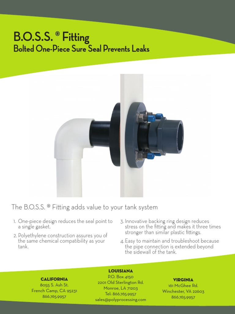 B.O.S.S. ® Fitting: Bolted One-Piece Sure Seal Prevents Leaks | PDF ...