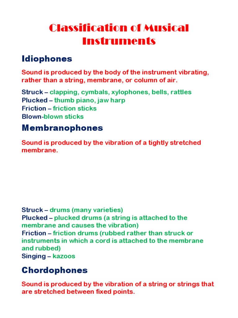 Classification of Musical Instruments | PDF