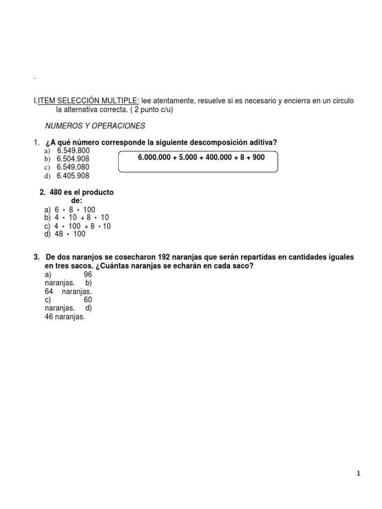 Prueba Unidad 3 Quinto y Sexto Año Matematicas | PDF | Enseñanza de ...