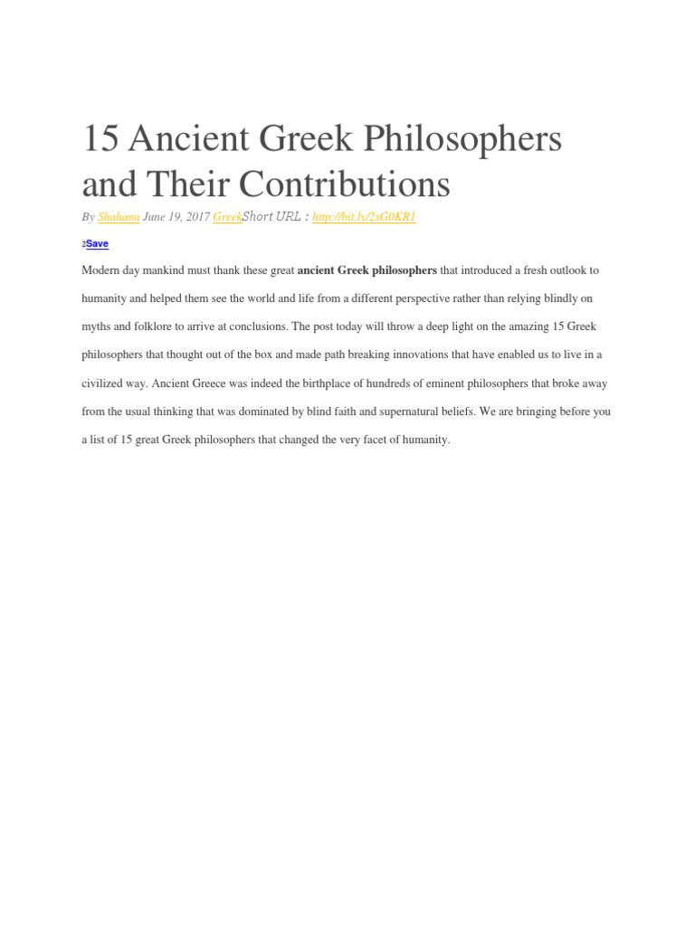 15 Notable Ancient Greek Philosophers | PDF | Ancient Greek Philosophy ...