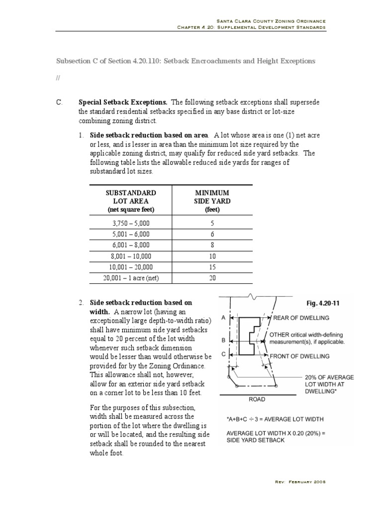 Subsection C of Section 4.20.110: Setback Encroachments and Height Exceptions | PDF | Zoning