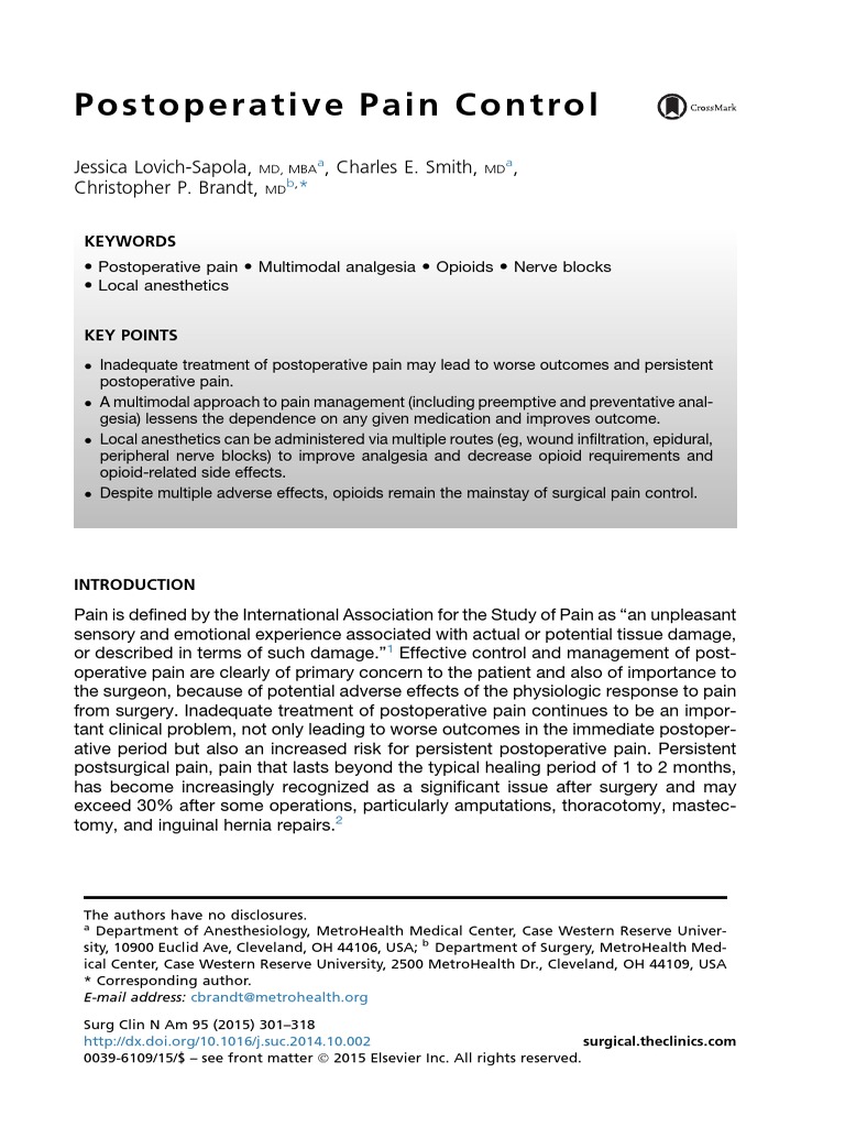 Effective Strategies for Postoperative Pain Management | PDF ...