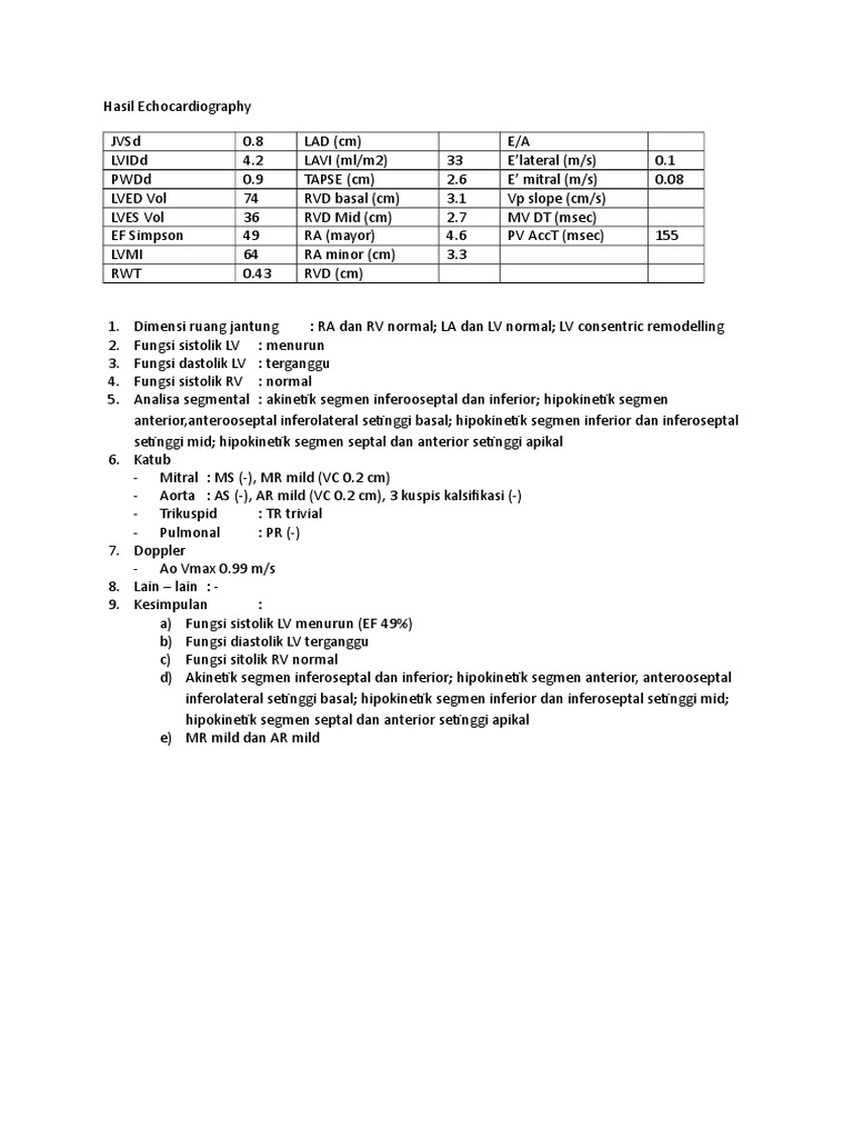 Hasil Echocardiography | PDF