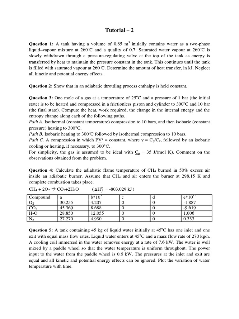 Tutorial 2 | PDF | Heat | Physical Quantities