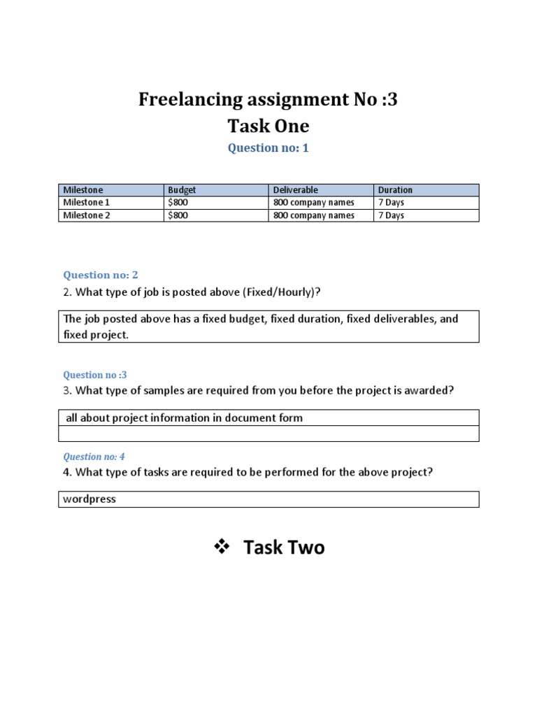 Freelancing Assignment No:3 Task One | PDF