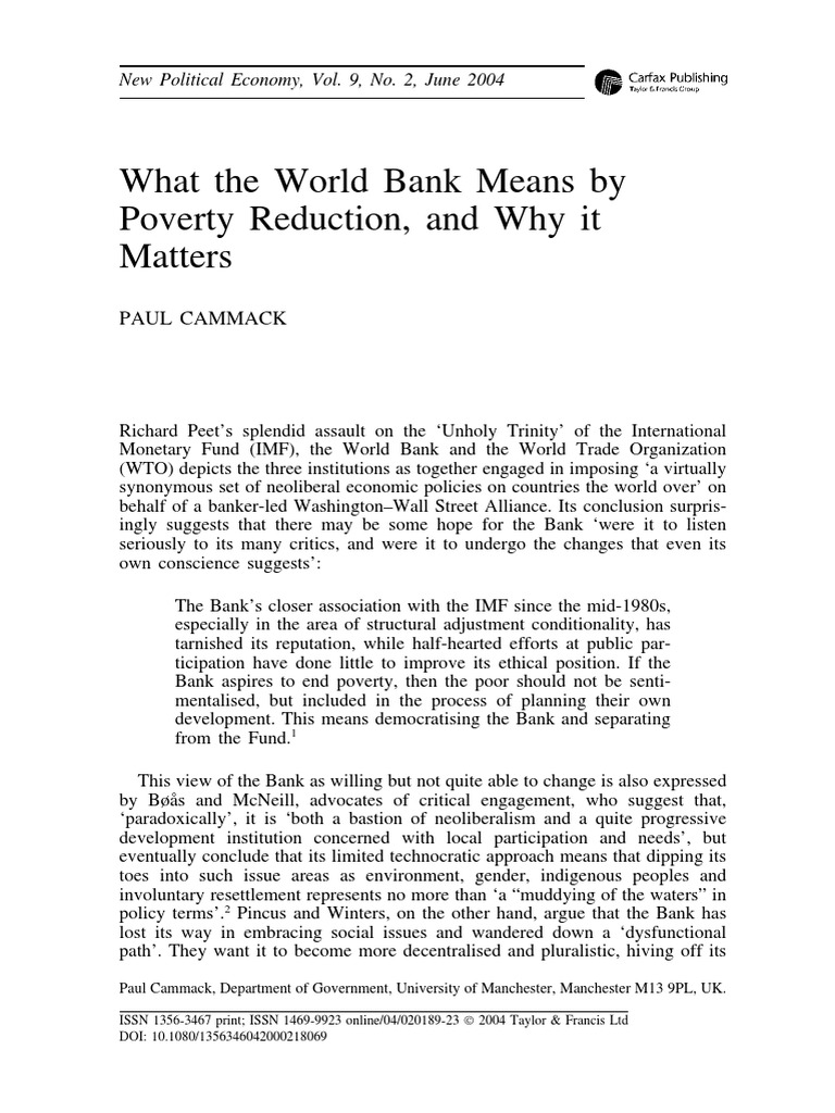 What The World Bank Means by Poverty Reduction, and Why It Matters ...