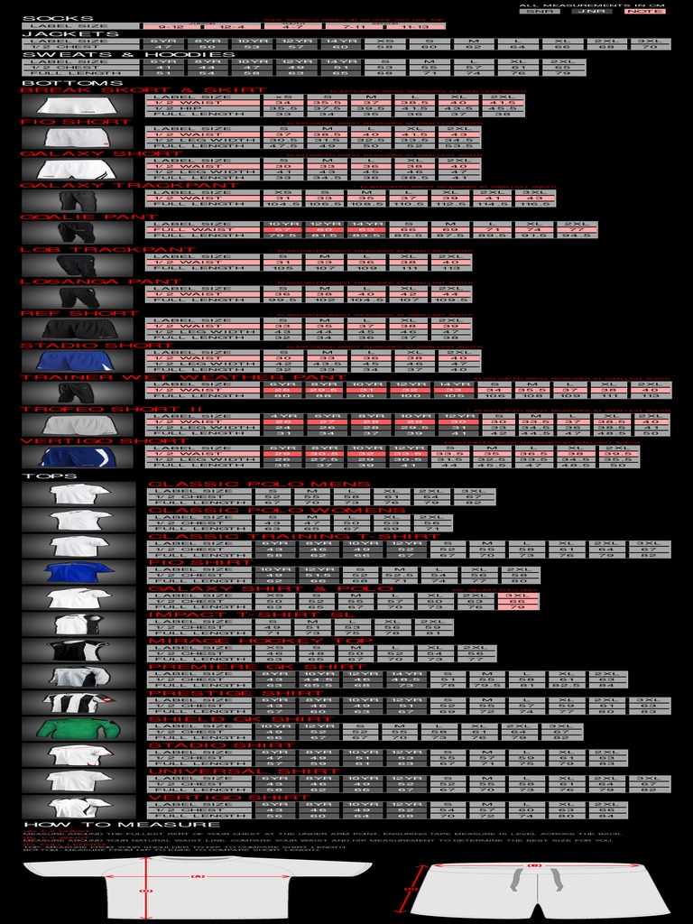 Lotto Size Guide | PDF | Waist | Consumer Goods