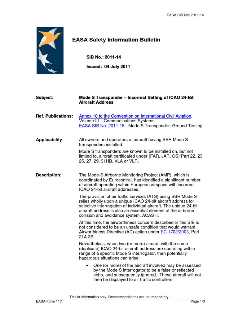 24 Bit Aircraft ID Programming | PDF | Transponder (Aeronautics) | Air ...