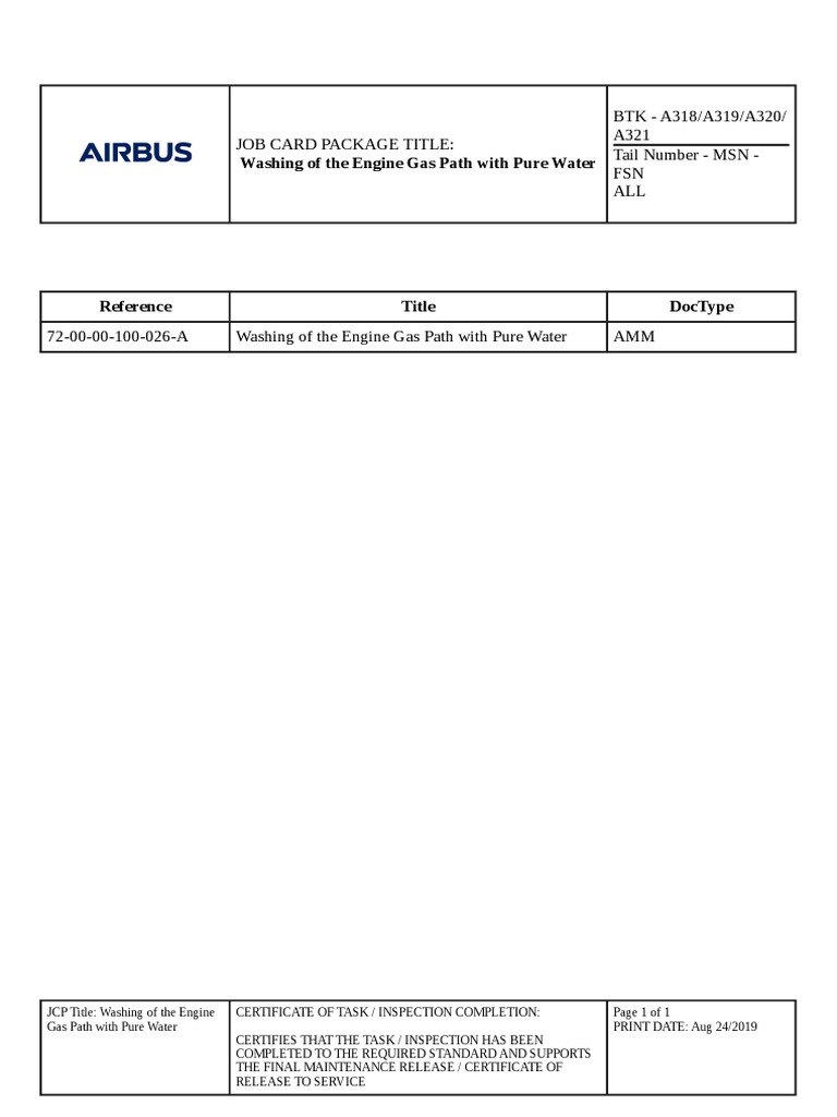 Washing of The Engine Gas Path With Pure Water | PDF | Switch | Engines