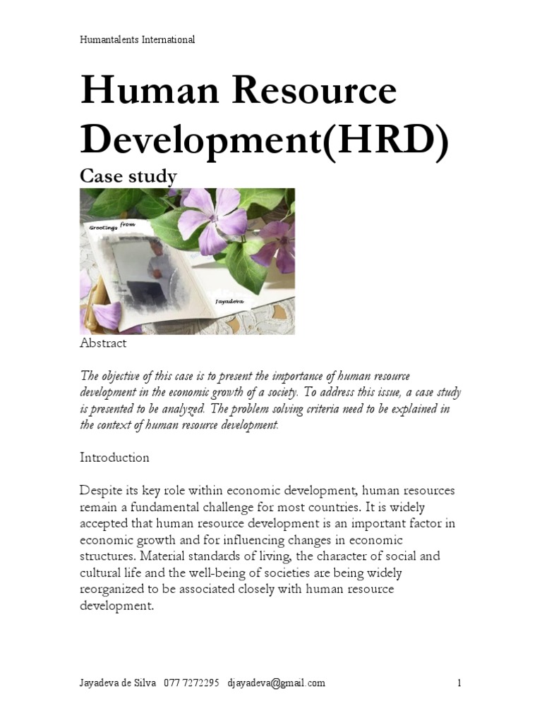 Human Resource Development (HRD) : Case Study | PDF | Economic ...