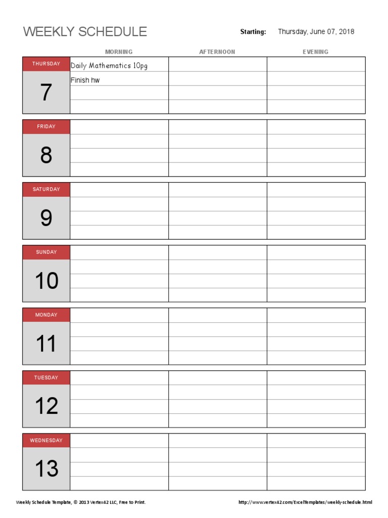Simple Weekly Schedule1 | PDF | Media Freedom | Copyright Law