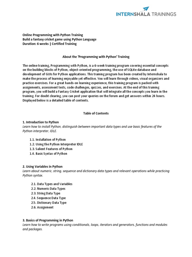 Python ToC | PDF | Python (Programming Language) | Object Oriented Programming