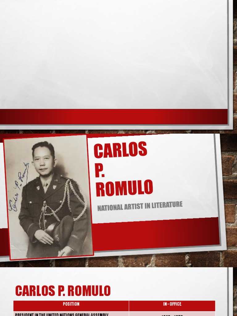 PPT CARLOS ROMULO | International Relations | International Politics