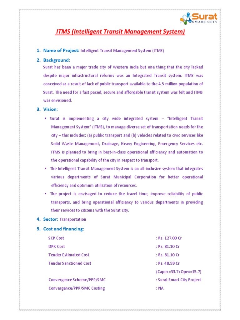 ITMS (Intelligent Transit Management System) : 1. Name of Project: 2 ...
