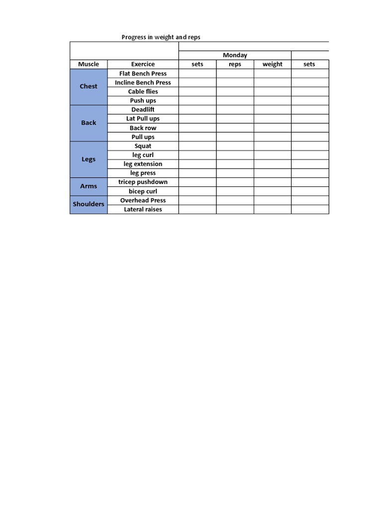 Chest Workout Progress Tracker | PDF