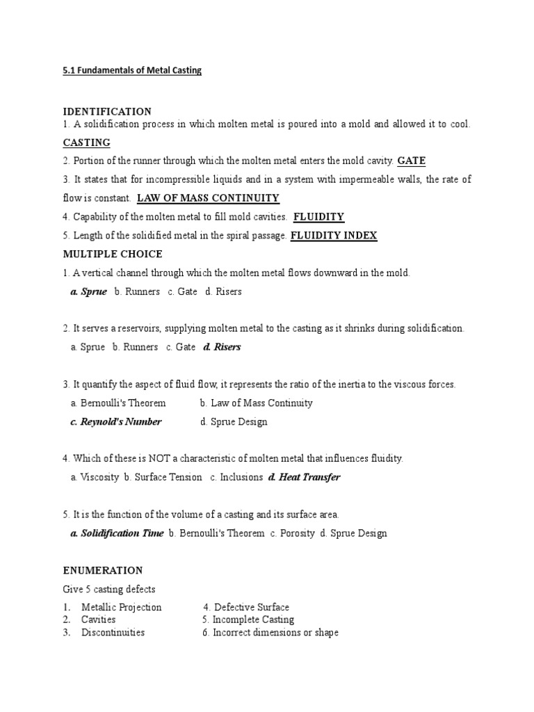 Imp Exam | PDF | Casting (Metalworking) | Extrusion