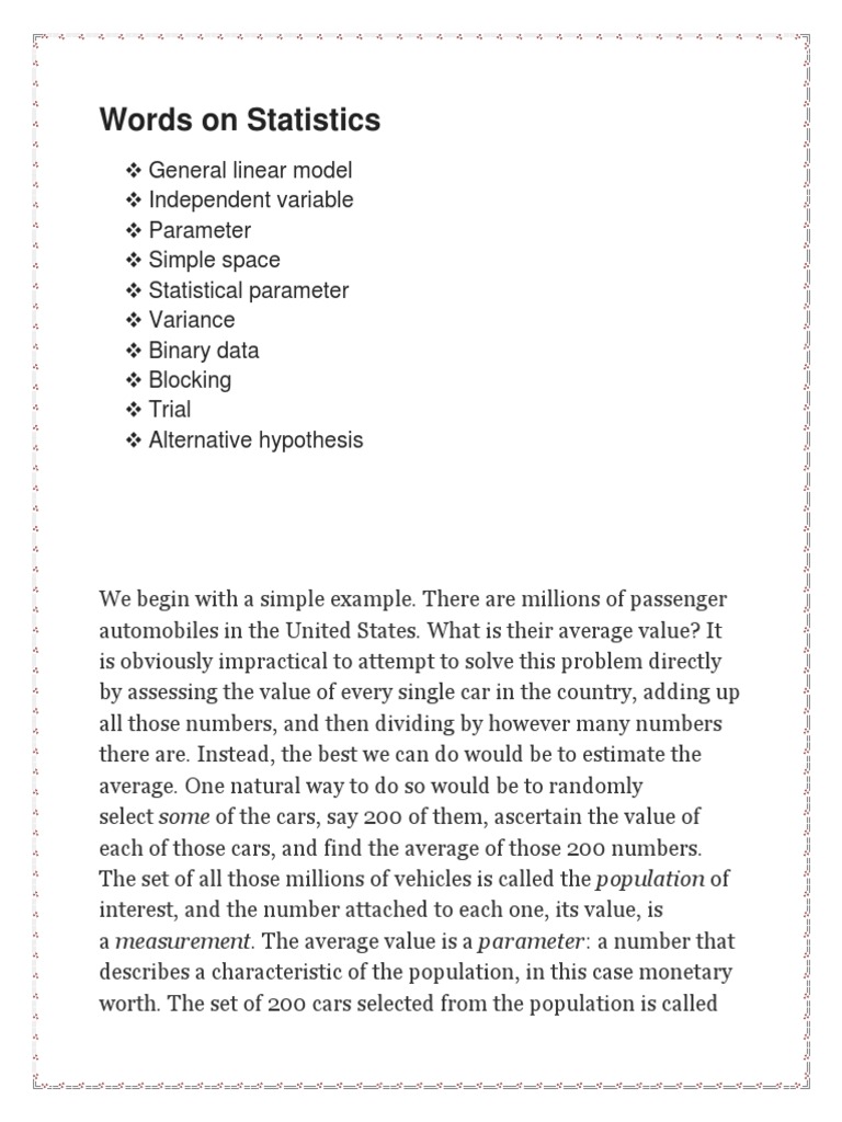 Words On Statistics | PDF