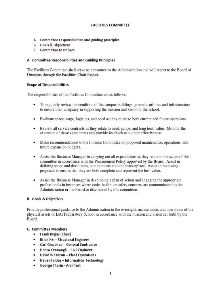Facilites Committee - Approved 03-08-14 Rev04!24!14 | PDF | Business ...