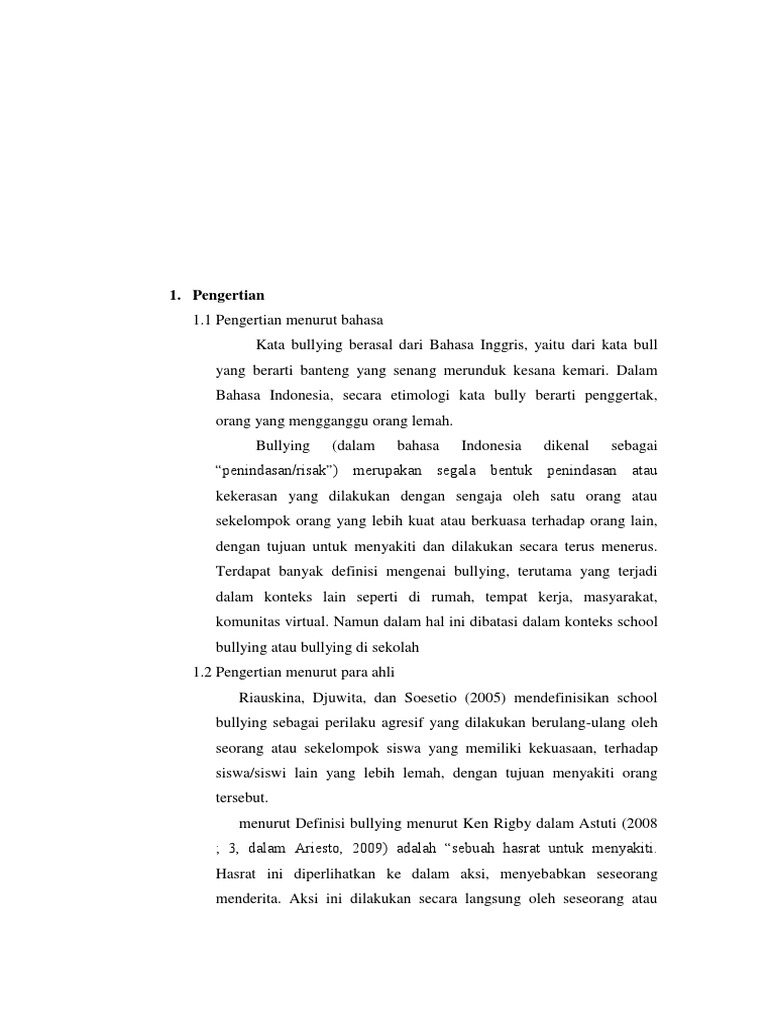 Definisi dan Teori Bullying di Sekolah | PDF | Pengembangan Diri ...