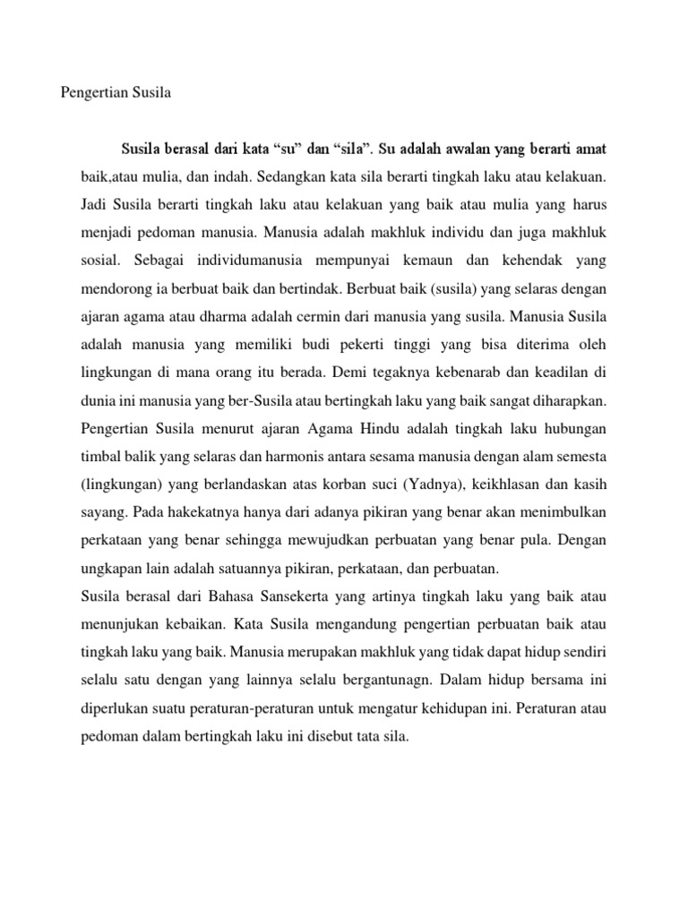 Pengertian dan Contoh Susila dalam Hindu | PDF